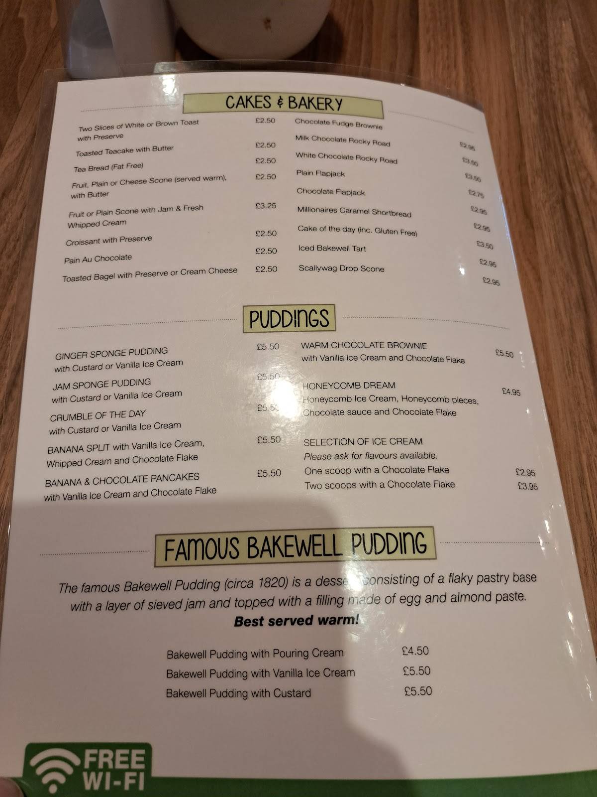 Menu at Upstairs Cafe & Gift Shop, Bakewell
