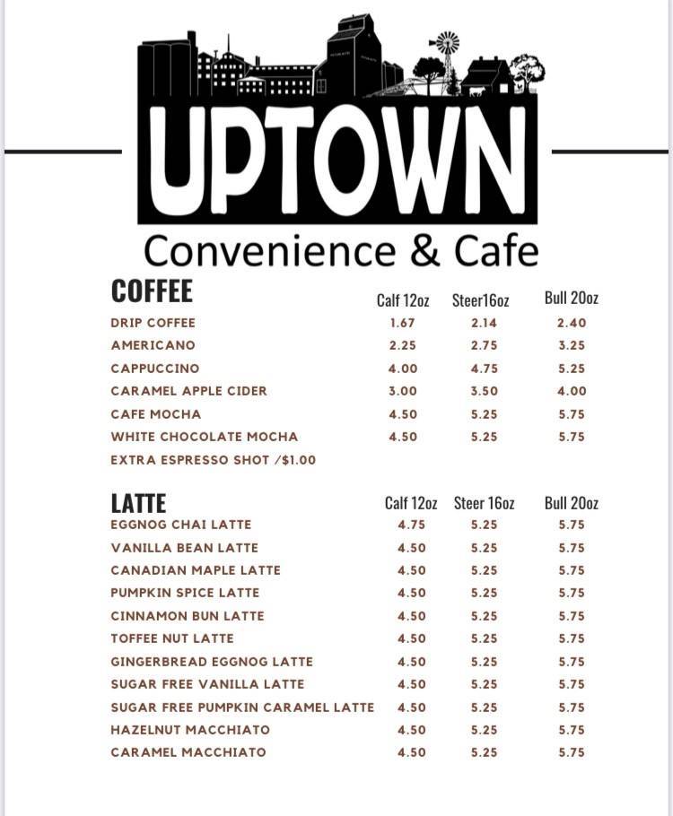 Menu at Uptown Convenience & Cafe Picture Butte AB, Picture Butte
