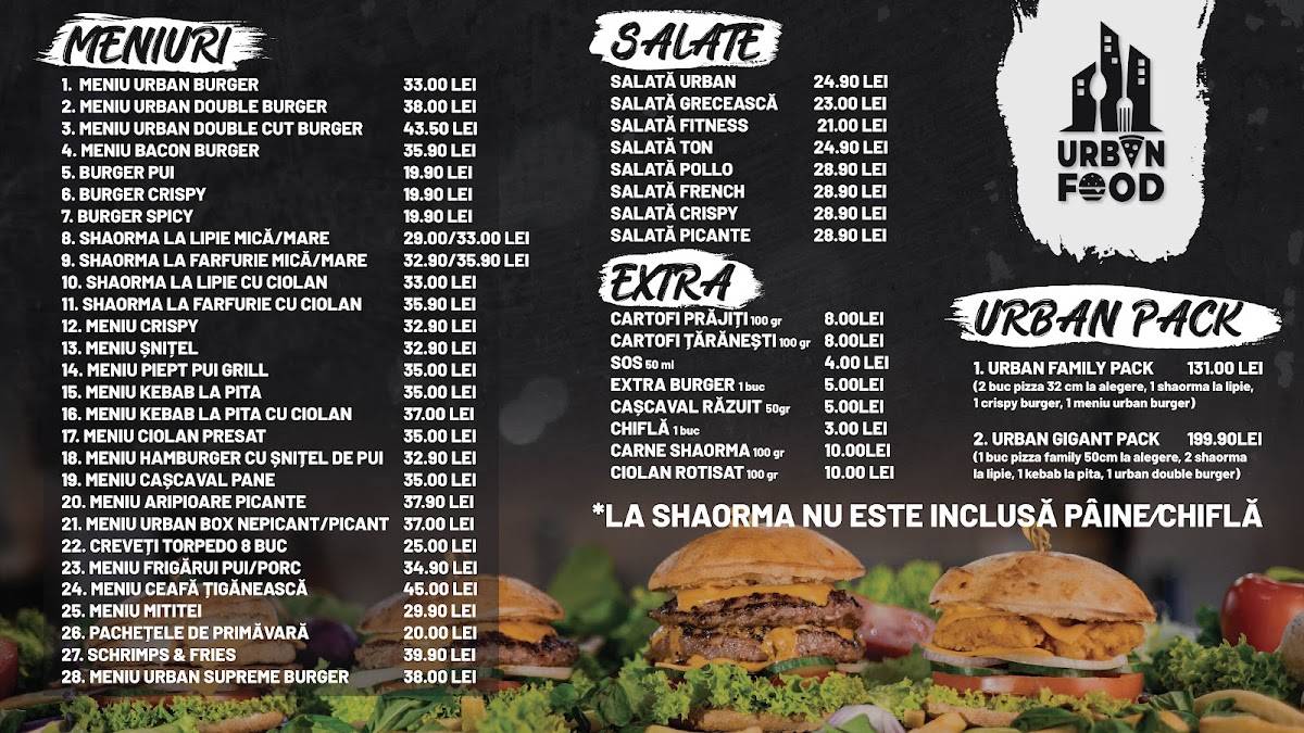 Menu at Urban Food, Satu Mare