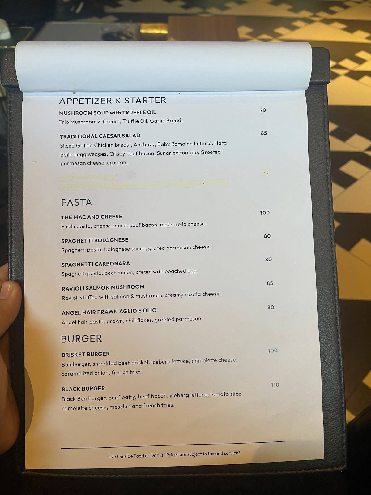 Menu at VALOR Private Space & Bar, Surabaya