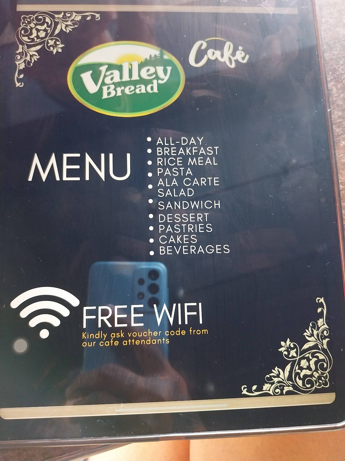 Menu at Valley Bread Cafe, Baguio
