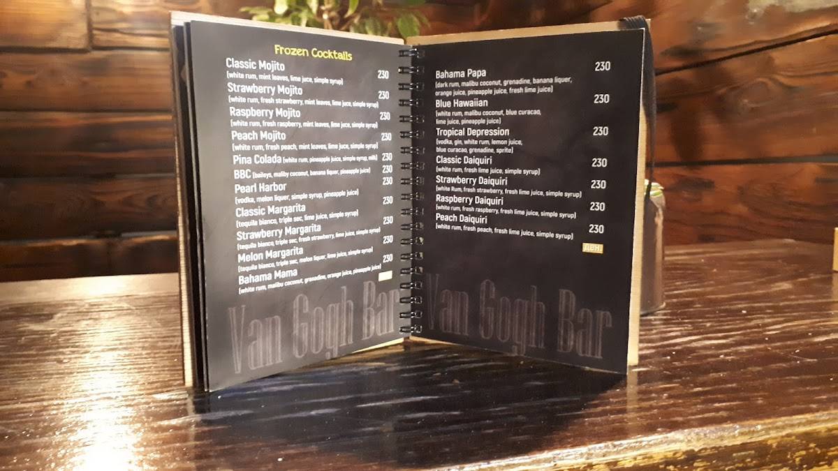 Menu at Van Gogh Bar, Skopje