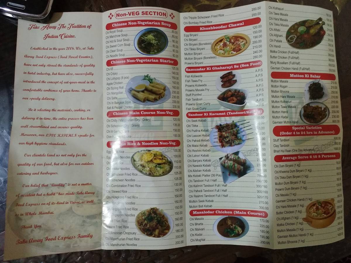 Menu at Take Away, Vasai, 4