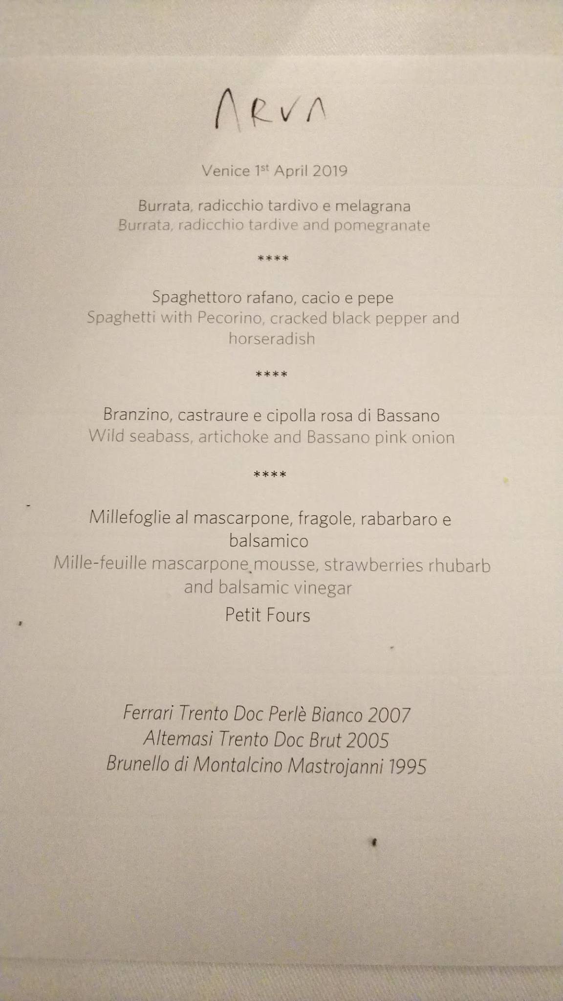 Menu at Enoteca Al Volto pub & bar, Venice, C. Cavalli
