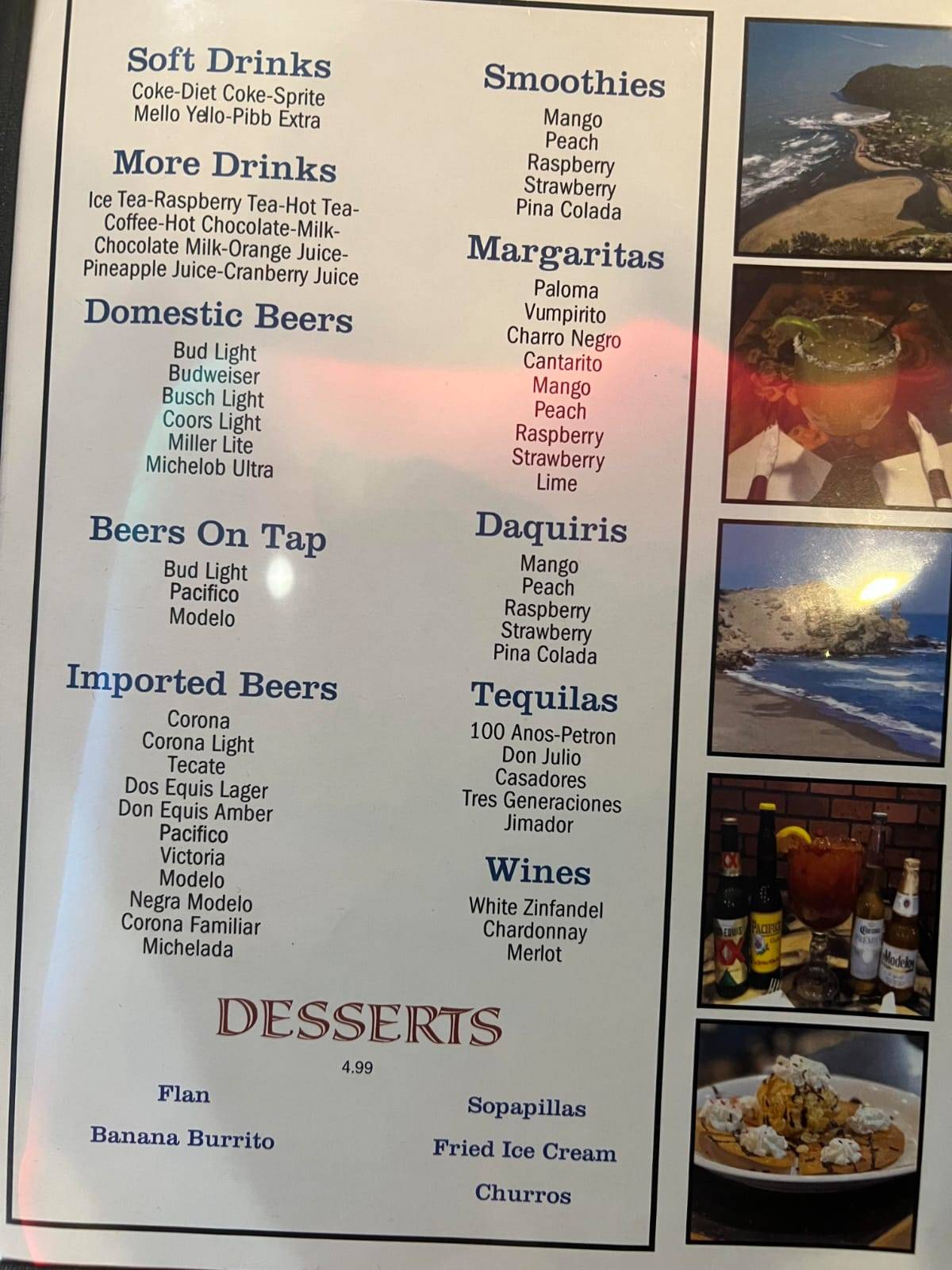Menu at Veracruz Mexican Restaurant, Spencer