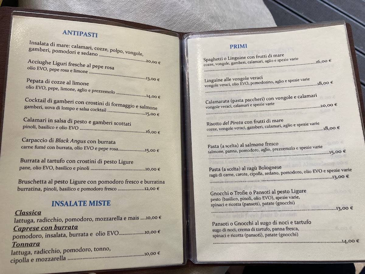 Menu au Il Pirata delle 5 Terre café, Vernazza, Via Gavino