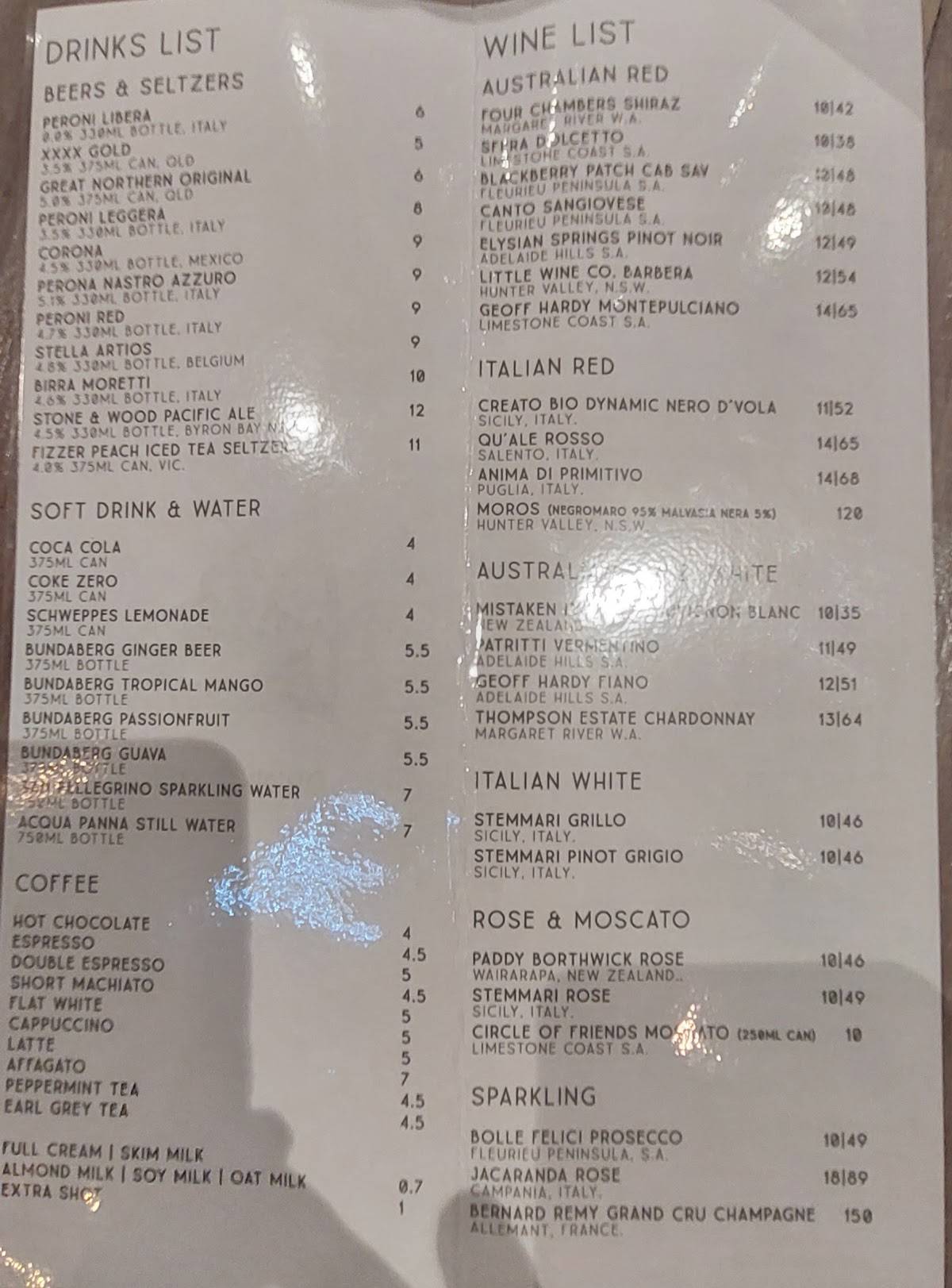 Menu at Verona Fresh Italian restaurant, Birtinya