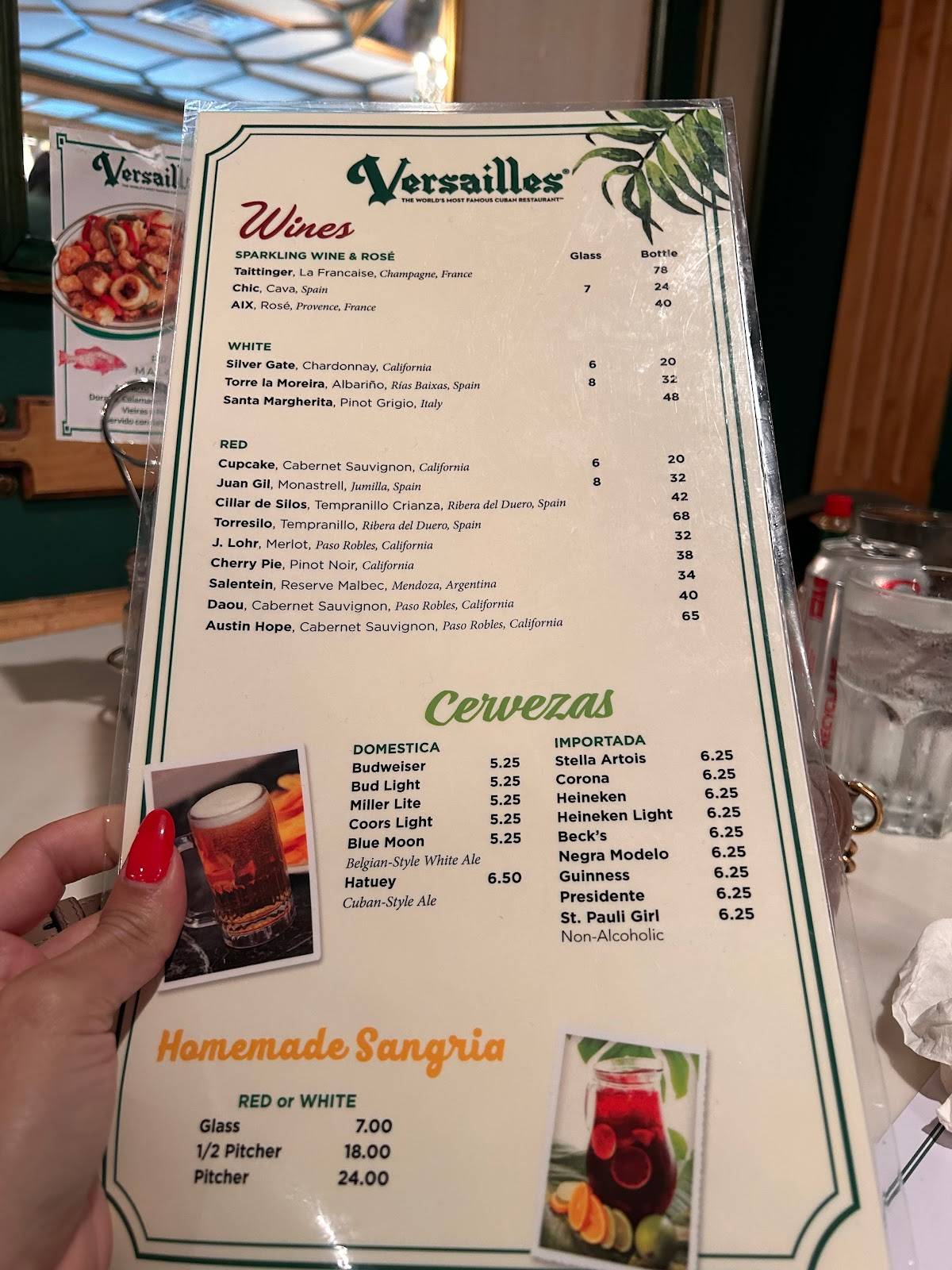 Menu at Versailles Restaurant Cuban Cuisine, Miami, SW 8th St