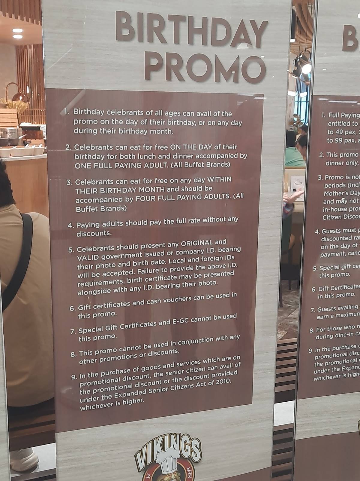 Menu at Vikings Luxury Buffet - Gateway Mall restaurant, Quezon City