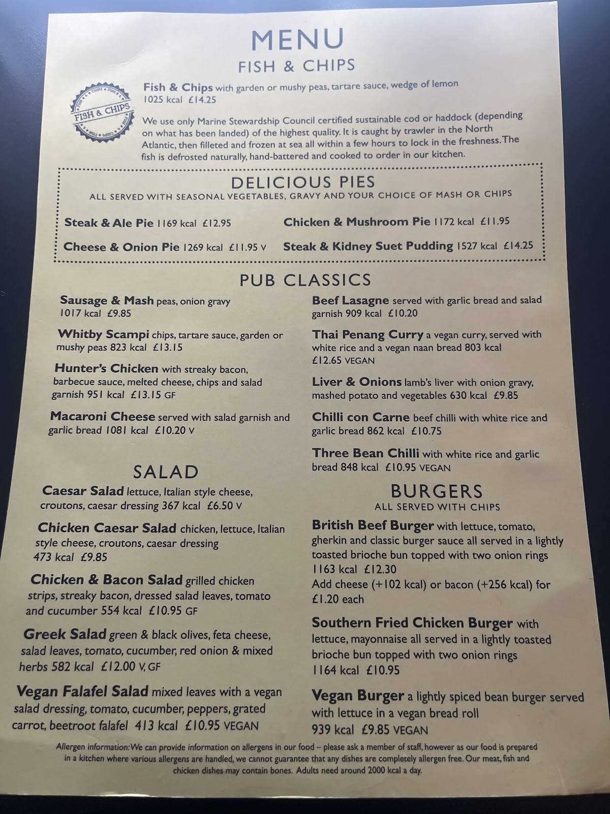 Menu at Vine Inn pub & bar, Altrincham