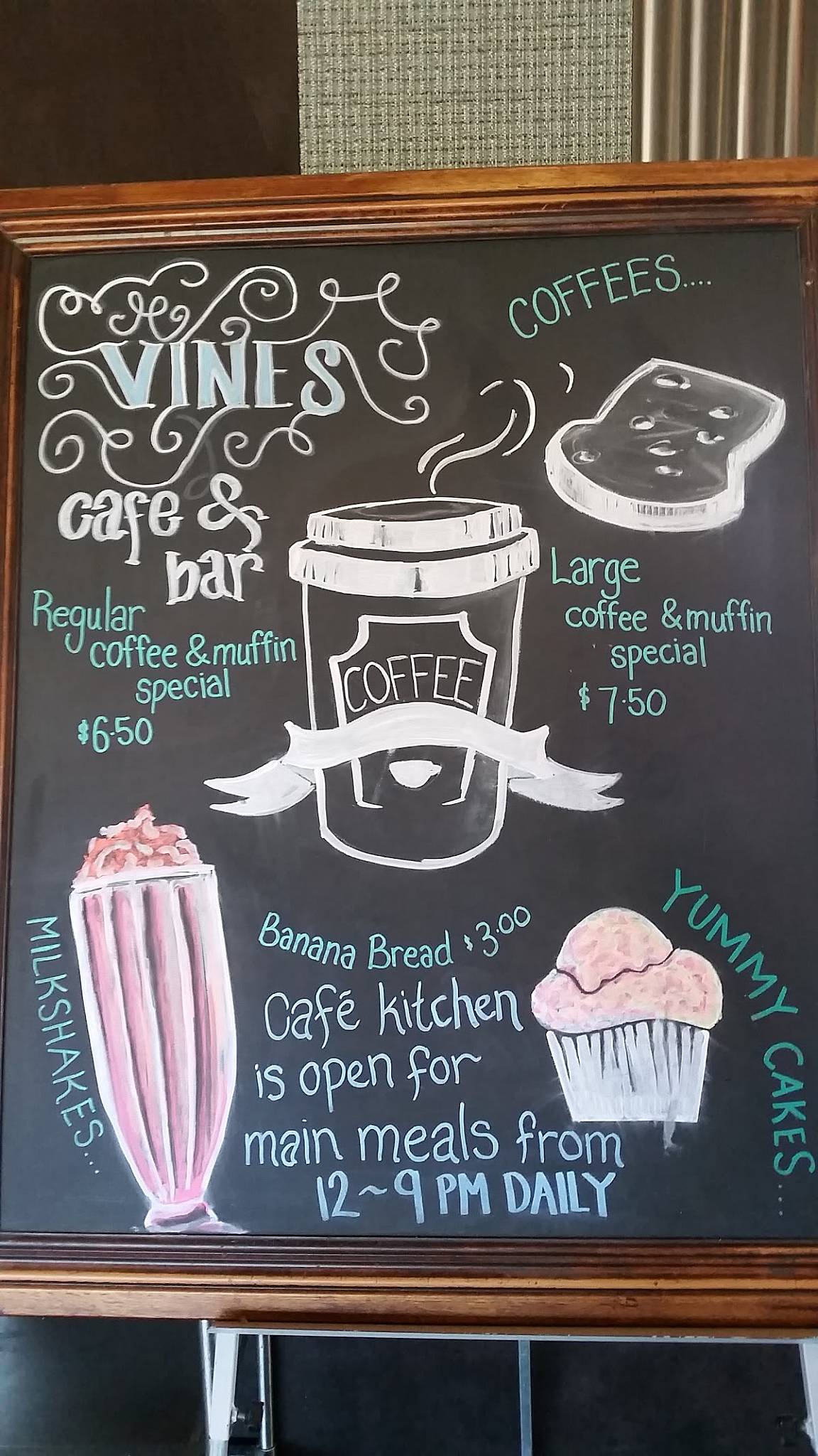 Menu at Vines Cafe and Bar, The Vines