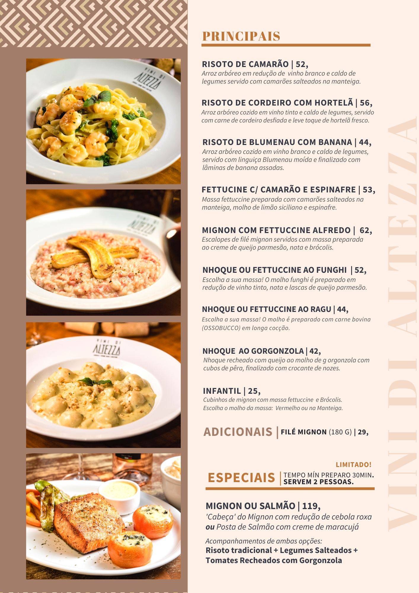 Menu em Vini di Altezza - Adega, Wine Bar & Bistrô, Palhoça