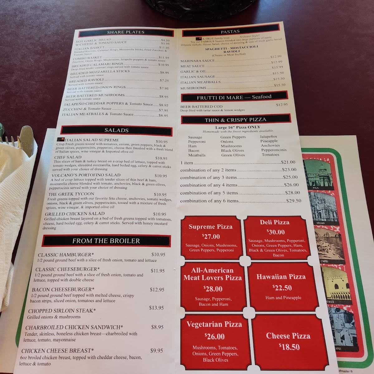 Menu at Volcano Restaurant, South Bend