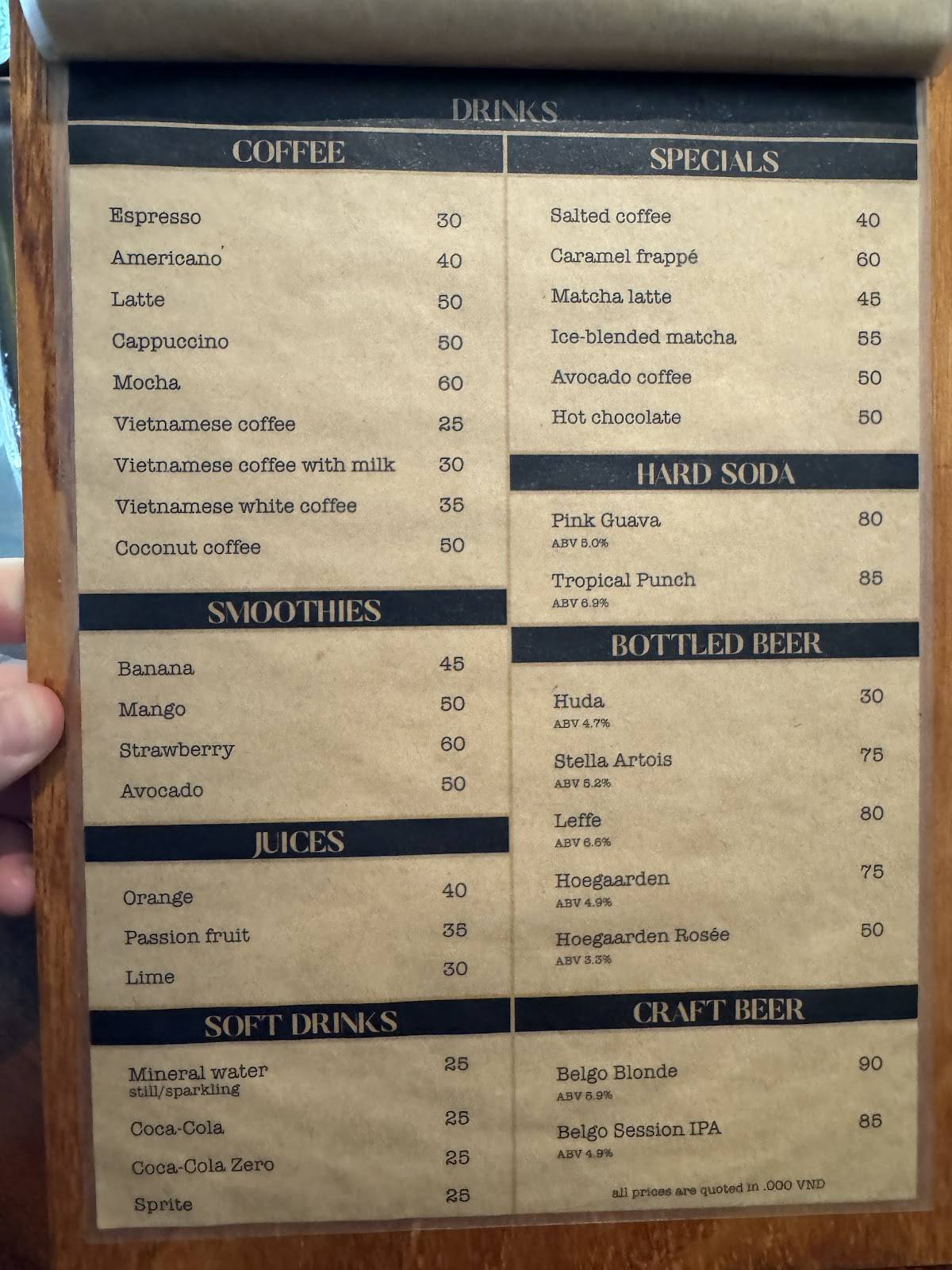 Menu at Wafel Belgian Waffle Bar, Da Nang