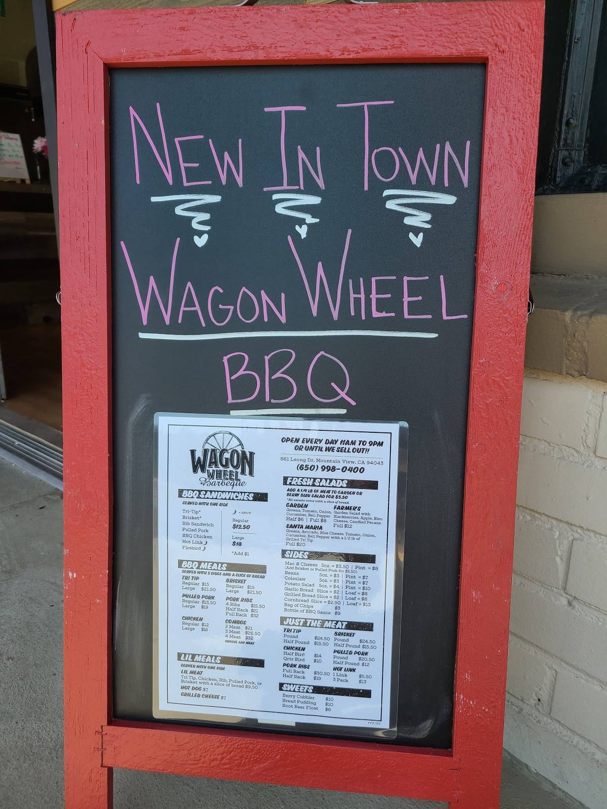 Menu at Wagon Wheel Barbecue, Mountain View