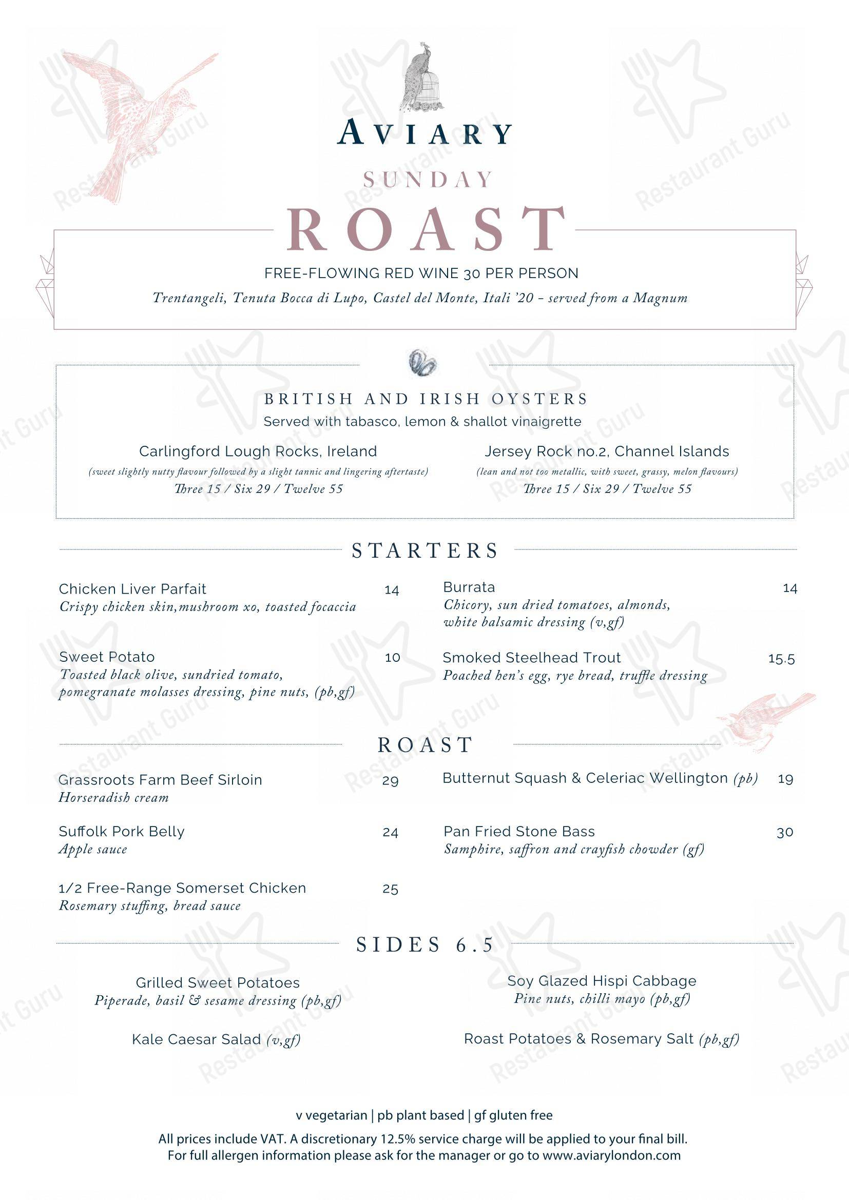 Menu at Wagtail pub & bar, London