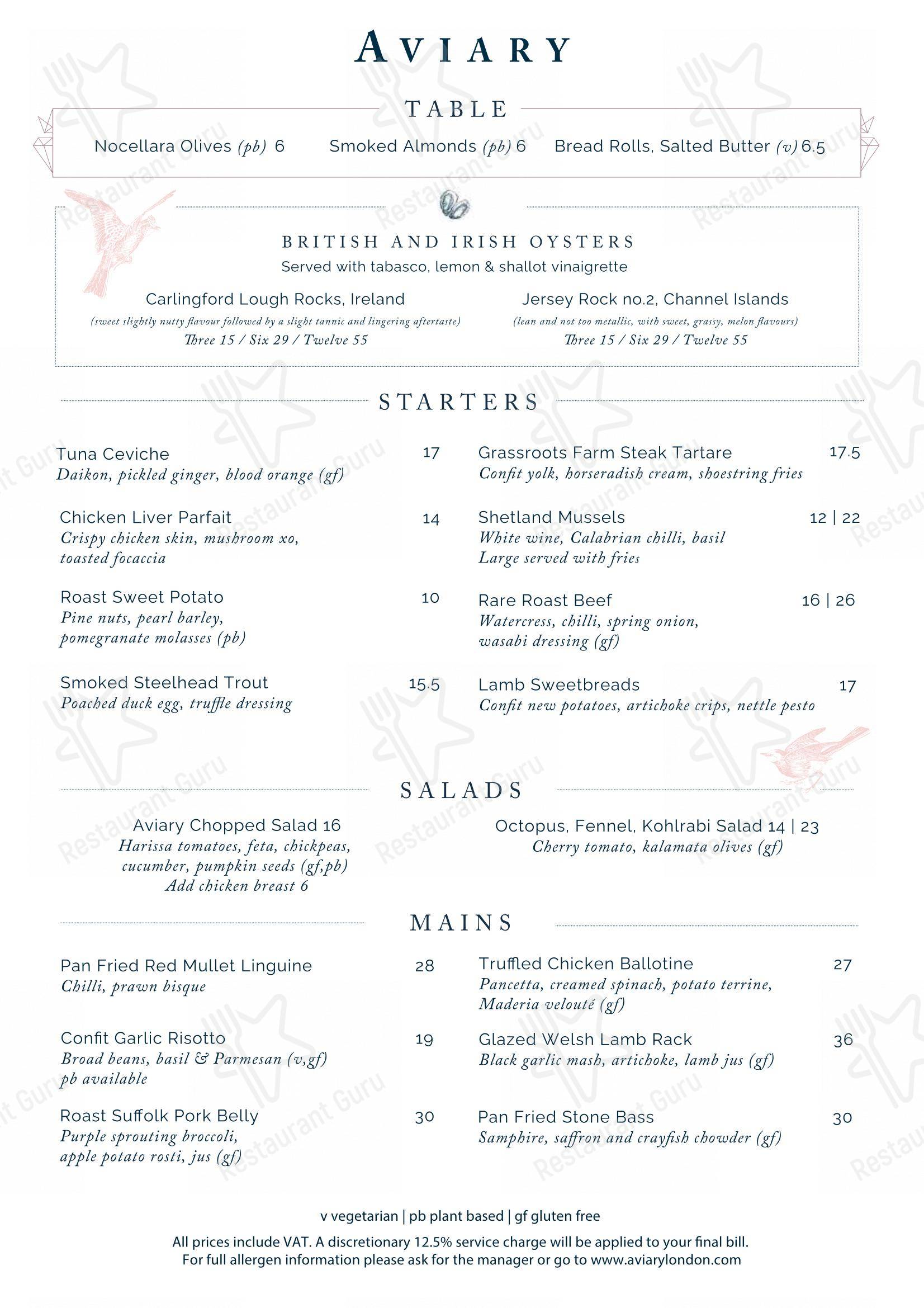 Menu at Wagtail pub & bar, London