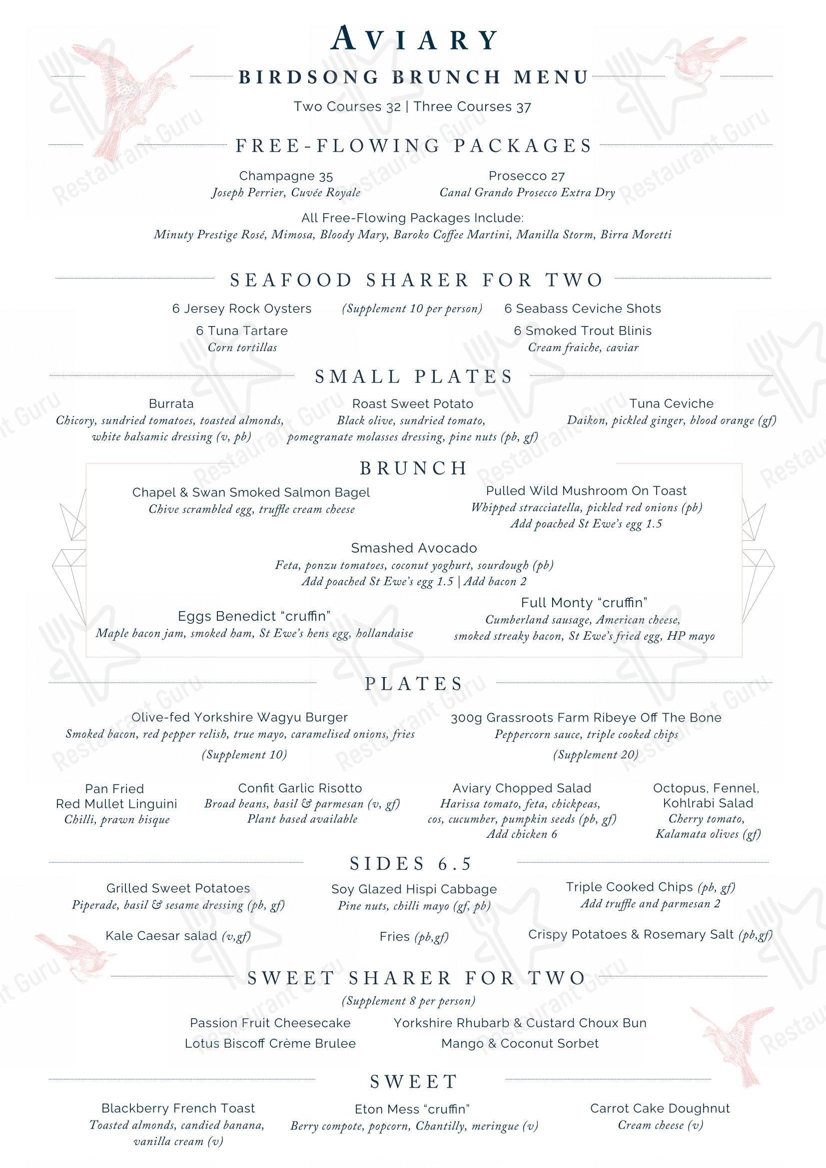 Menu at Wagtail pub & bar, London