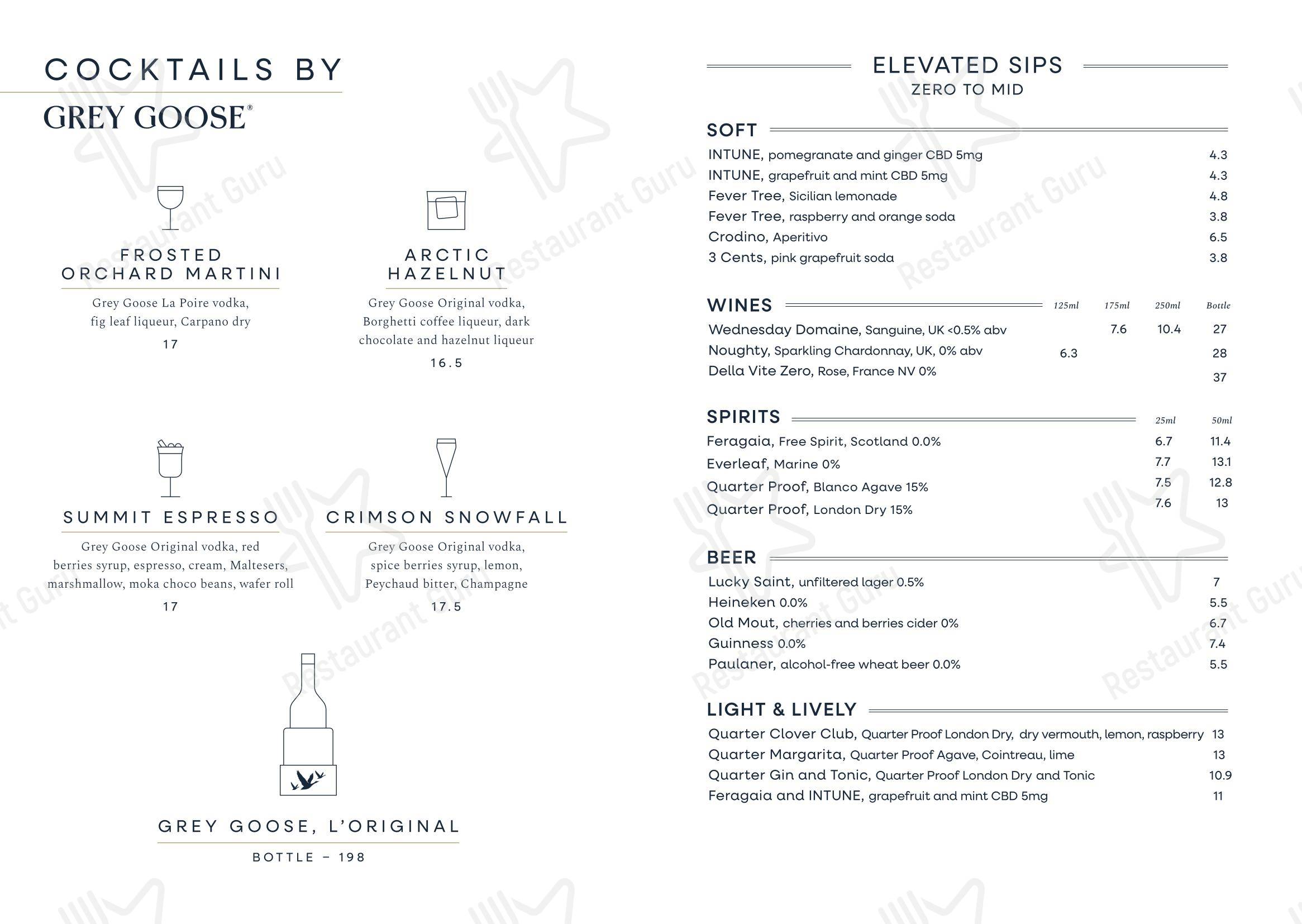 Menu at Wagtail pub & bar, London