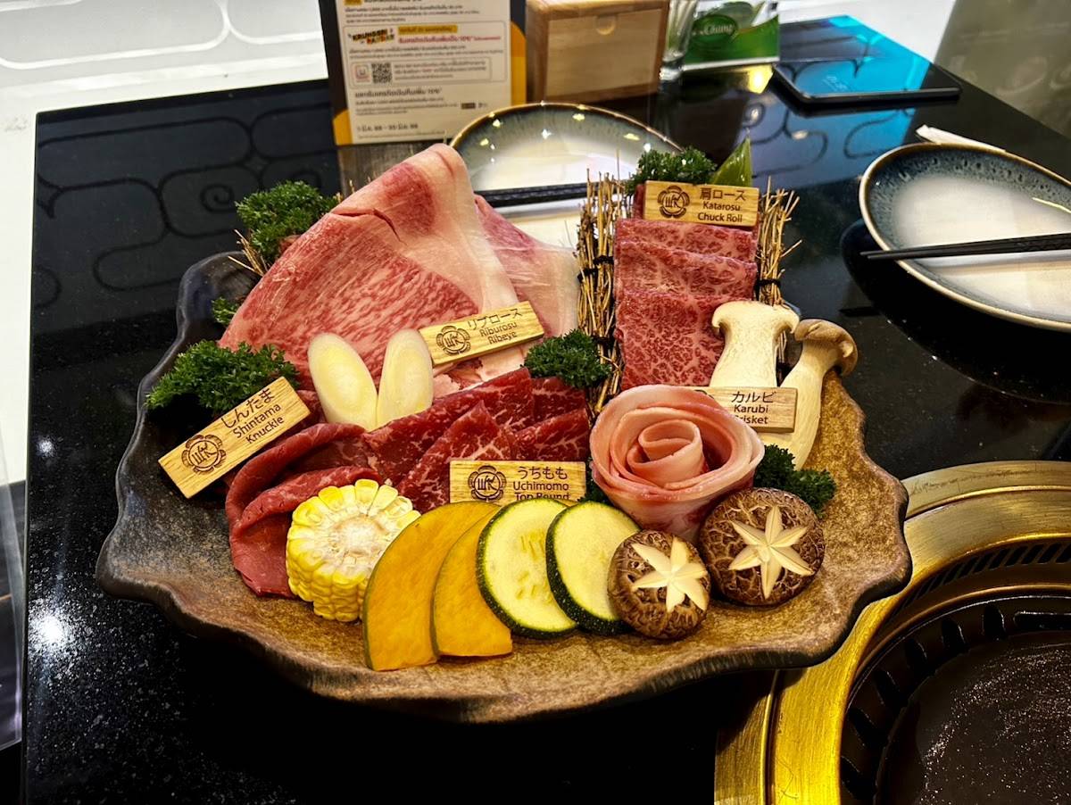 Menu at Wagyu Kurabu Premium Yakiniku restaurant, Bangkok