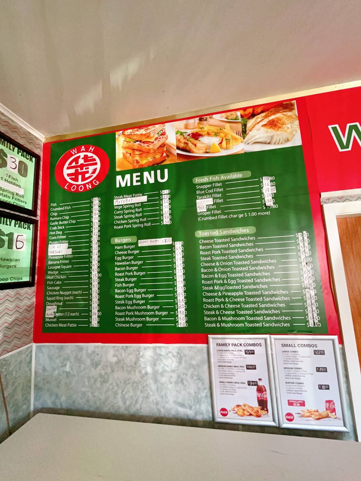 Menu at Wah Loong Restaurant, Wellington