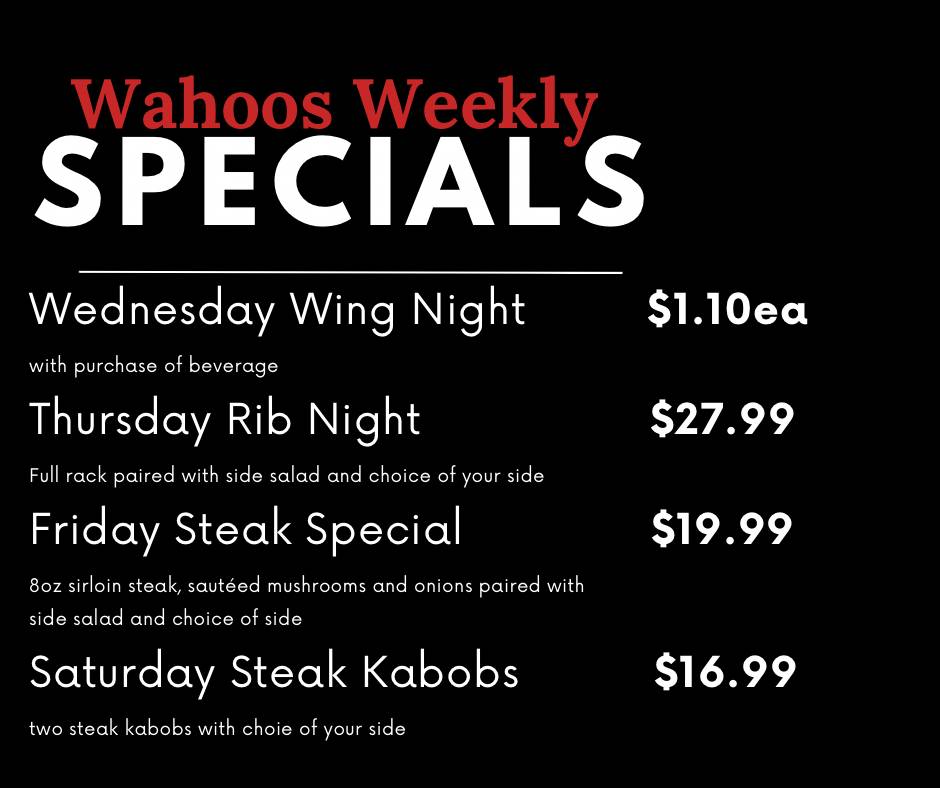 Menu at Wahoo Bar & Grill, Quinte West