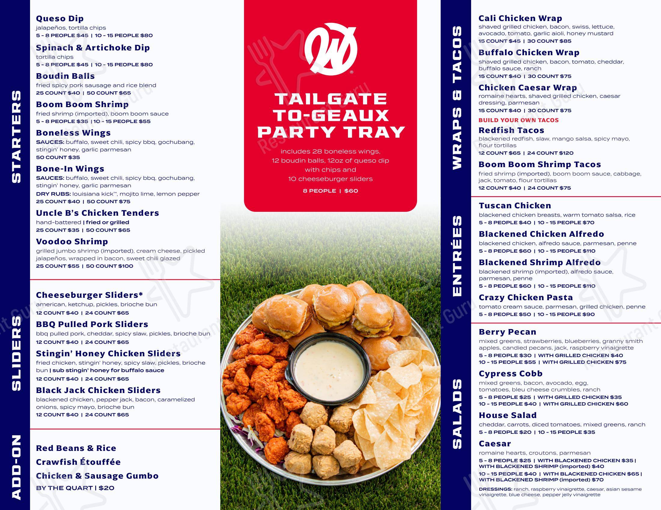 Menu at Walk-On's Sports Bistreaux - Juban Crossing Restaurant, Denham ...