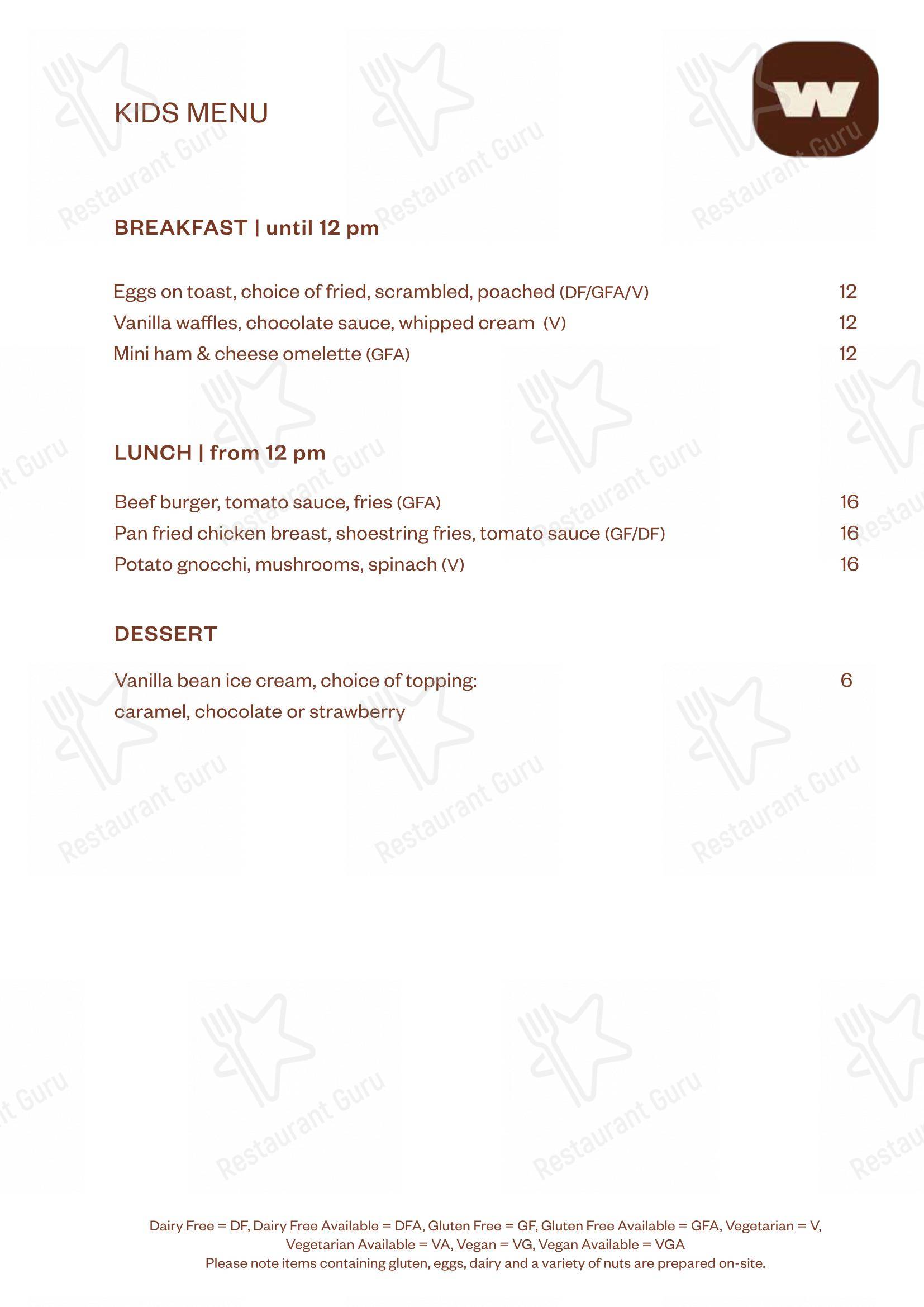 Menu at Walter Cafe, Parkes