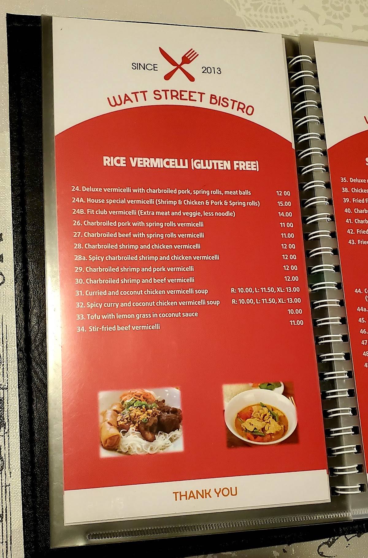 Menu at Watt Street Bistro ( Watt Street ) restaurant, Winnipeg, B