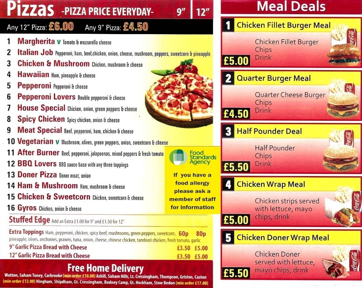 Menu at Watton Kebab House restaurant, Watton