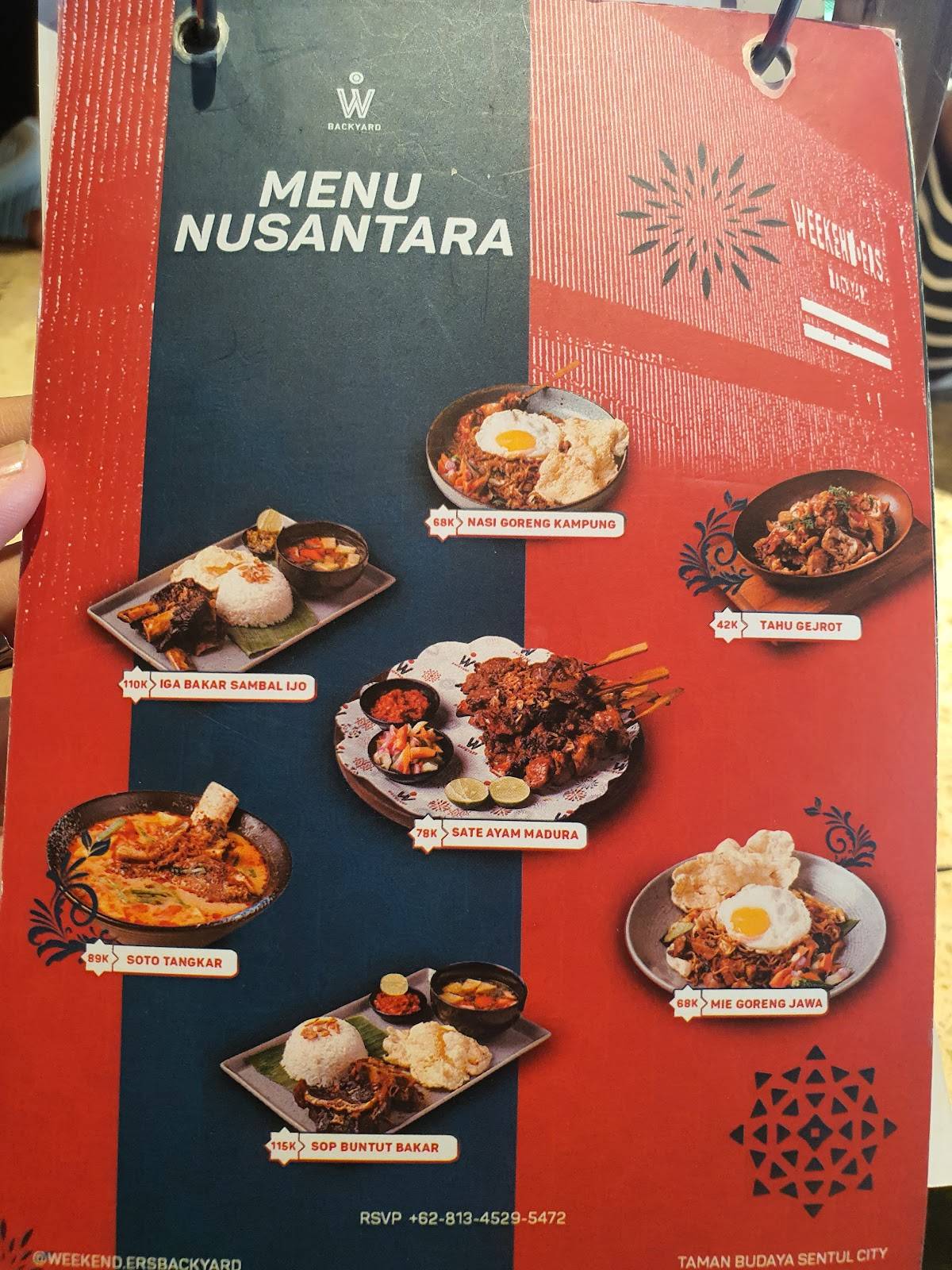 Menu at Weekend.ers Backyard restaurant, Sumur Batu