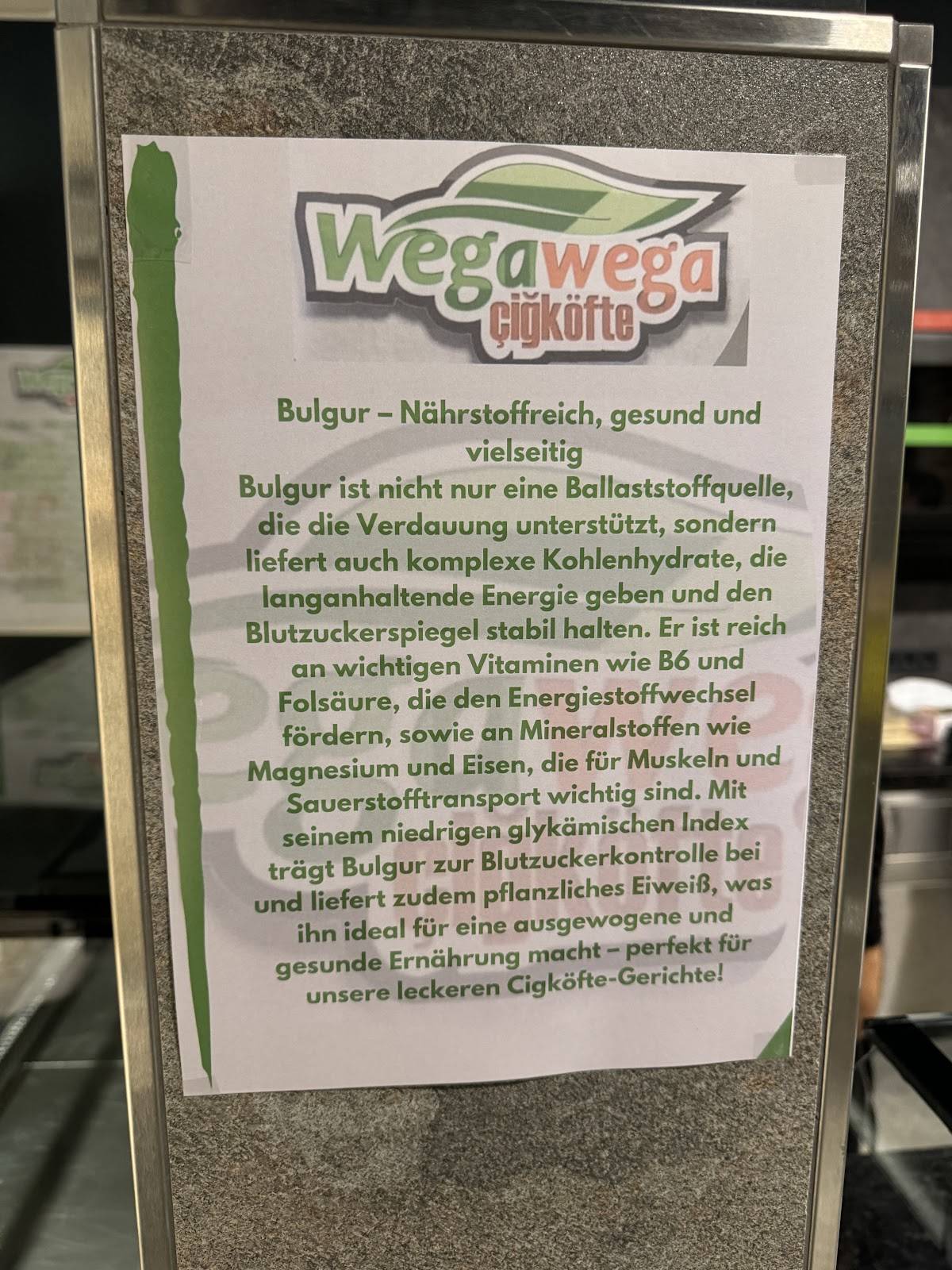 Speisekarte von Wega Wega Cigköfte restaurant, Oldenburg