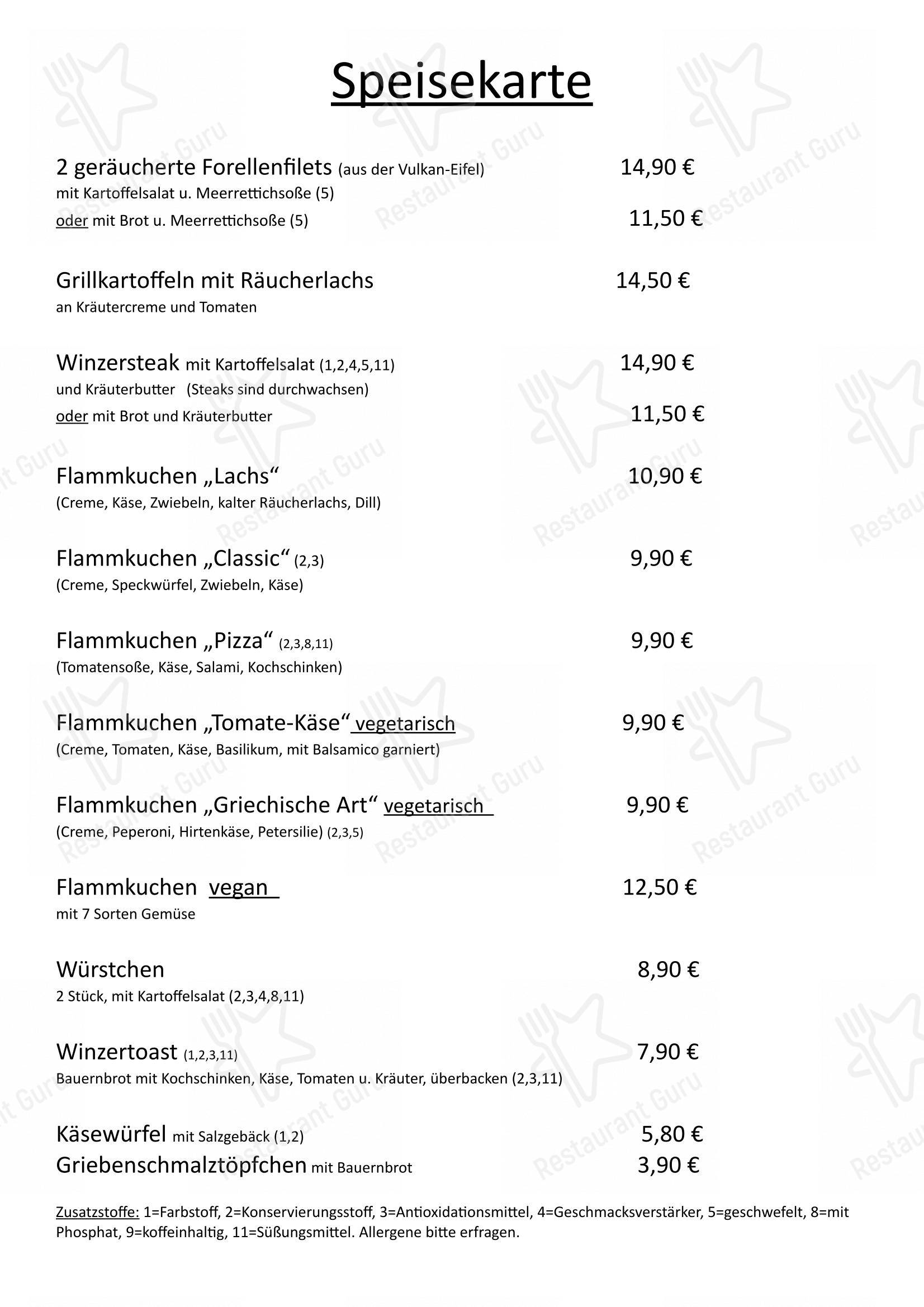 Speisekarte von Weingut und Gutsschänke Marco Daun restaurant, Burg(Mosel)