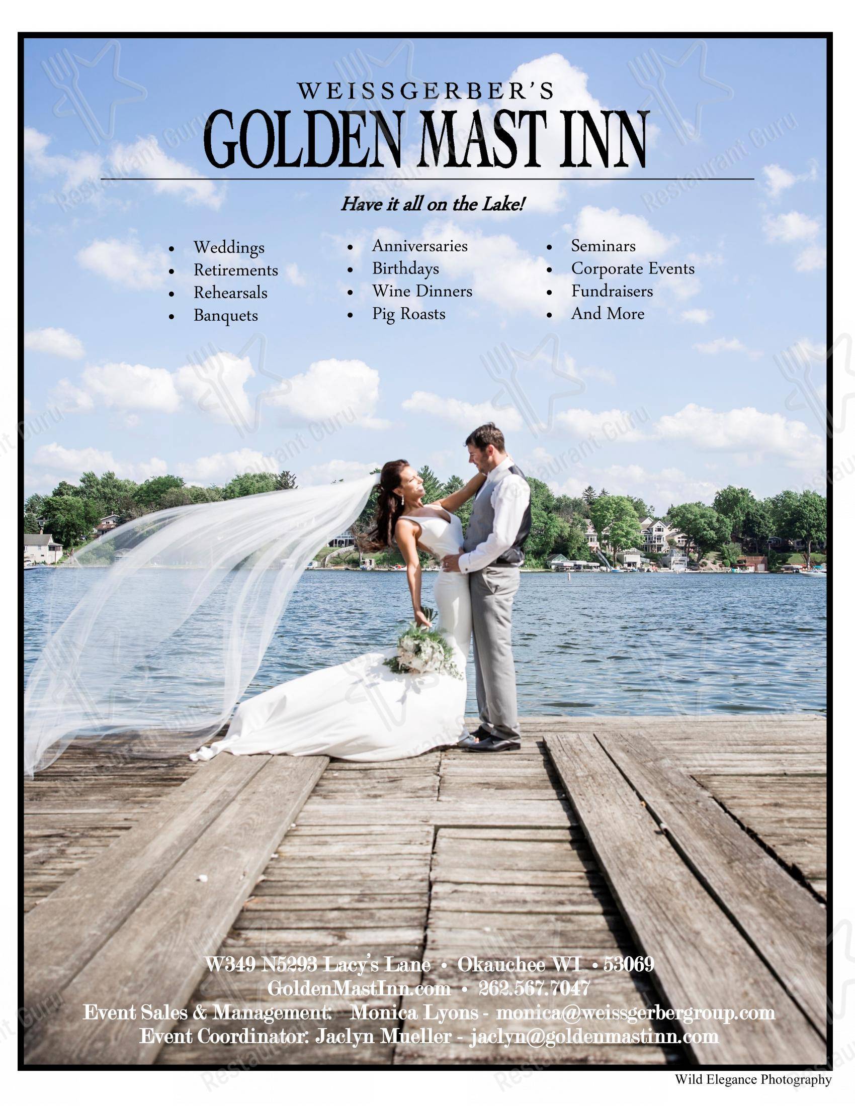 Menu at Weissgerber's Golden Mast Inn restaurant, Okauchee Lake, 5293 ...