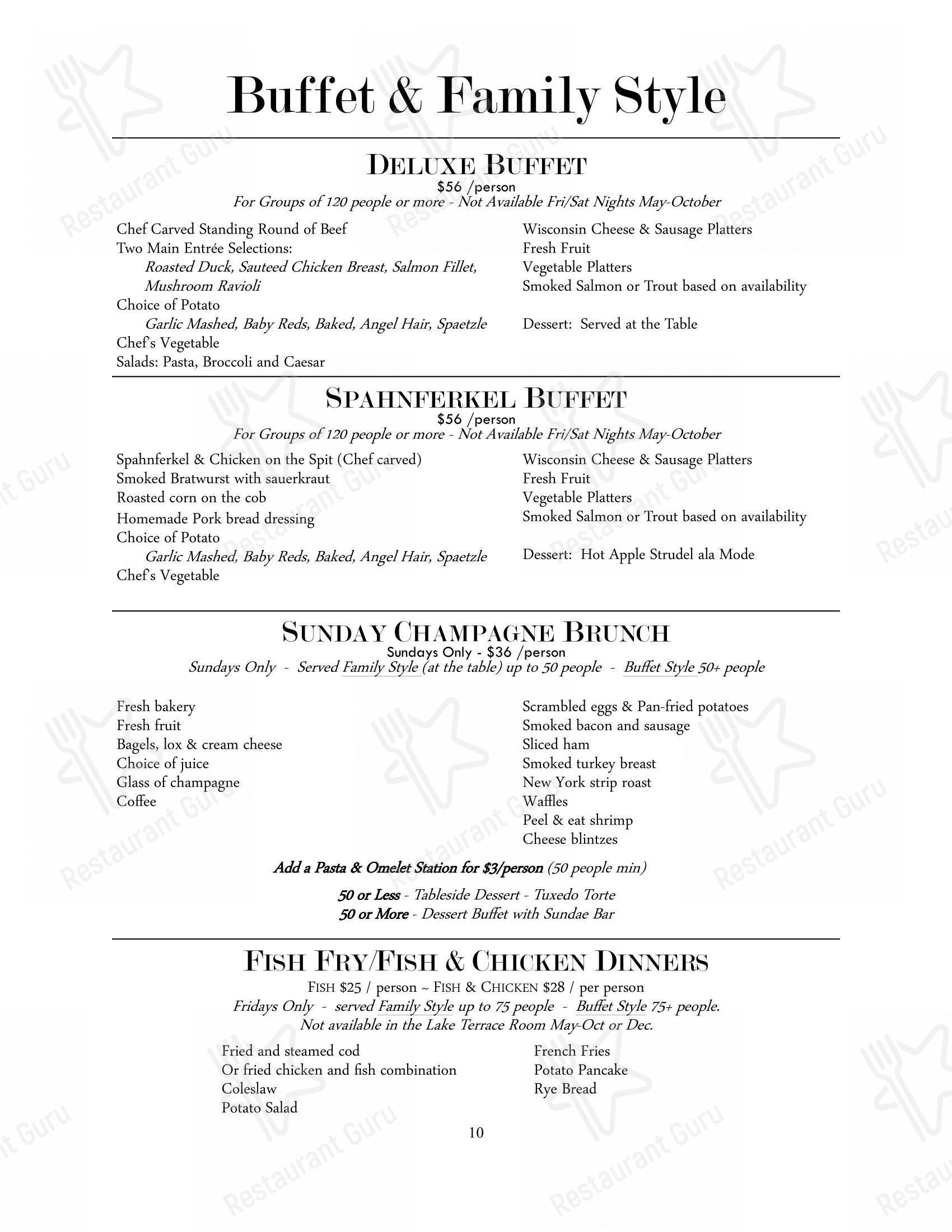 Menu at Weissgerber's Golden Mast Inn restaurant, Okauchee Lake, 5293 ...