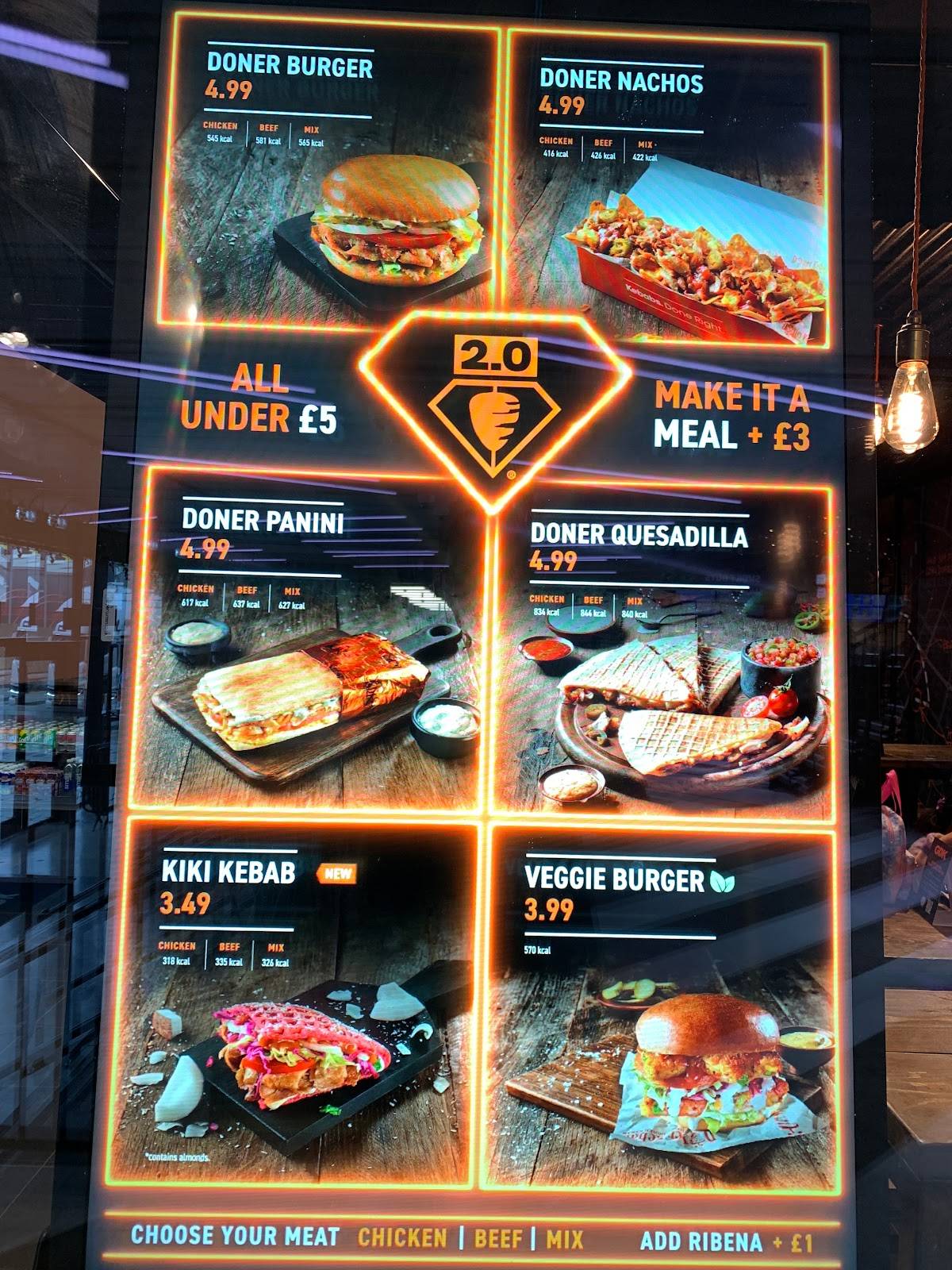 Menu at German Doner Kebab fast food, Wembley, 18 Olympic Way