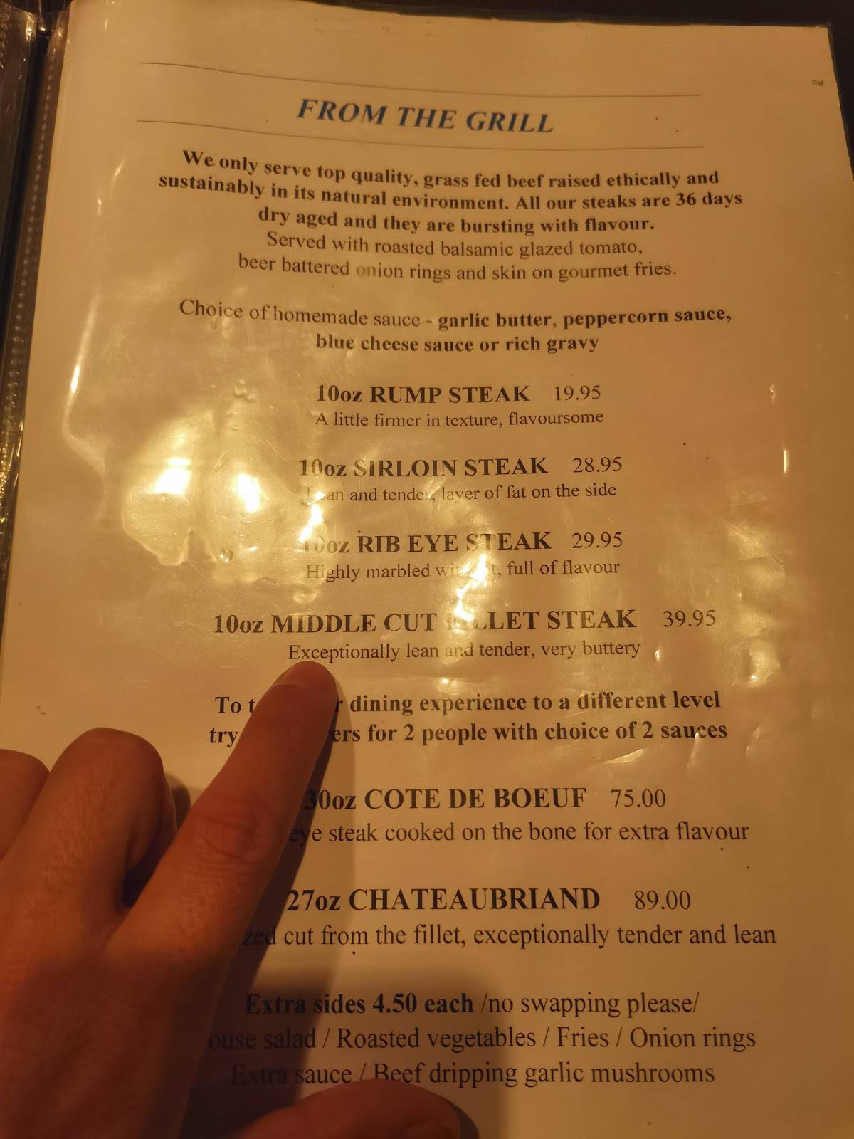 Menu at Westbourne Grill House steakhouse, Bournemouth
