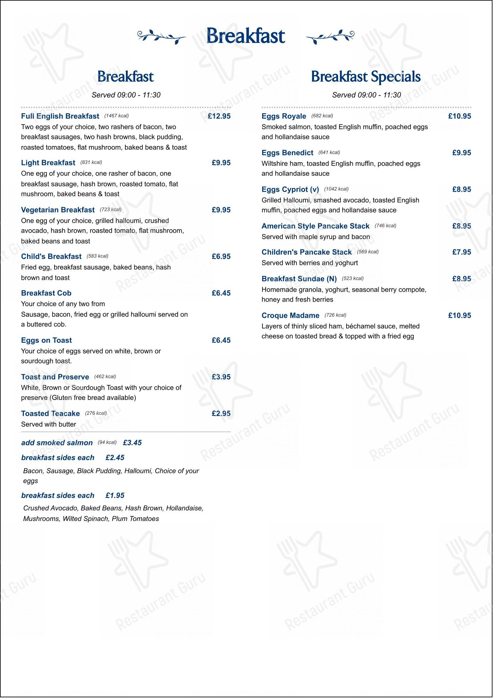 Menu at Weybridge Garden Centre cafe, Addlestone