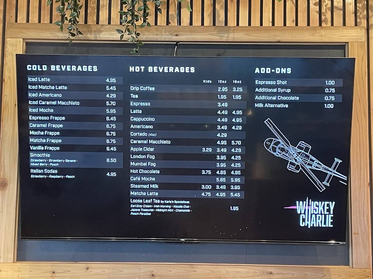 Menu at Whiskey Charlie cafe, Pitt Meadows, Airport Way #1007