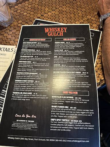 Menu at Whiskey Gulch pub & bar, Port Orchard