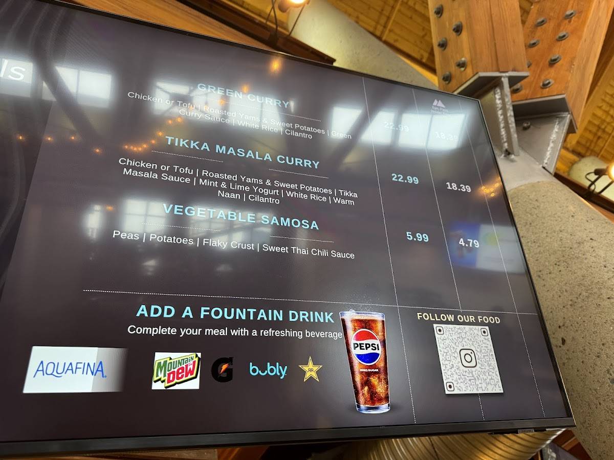 Menu at Roundhouse Lodge restaurant, Whistler, Blackcomb Way