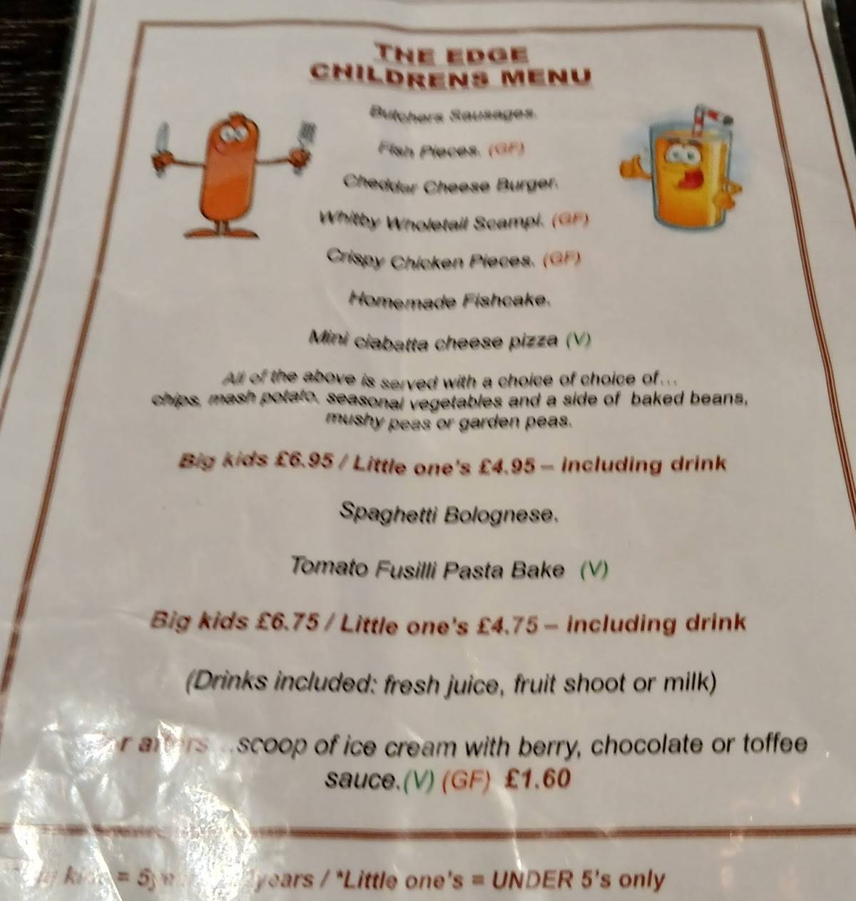 Menu at The Edge Restaurant, Whitby