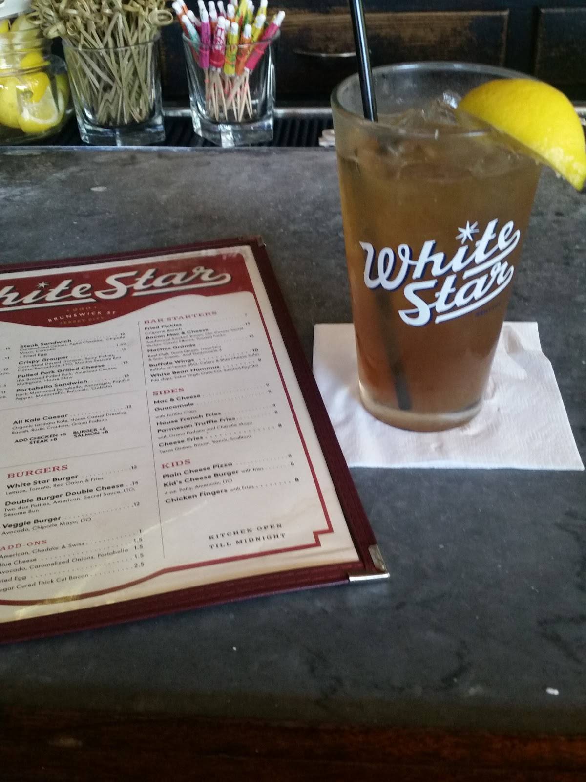 Carta de White Star Bar, Jersey City, 230 Brunswick St