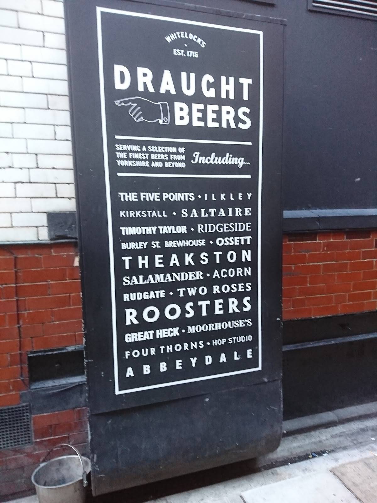 Menu at Whitelock's Ale House pub & bar, Leeds