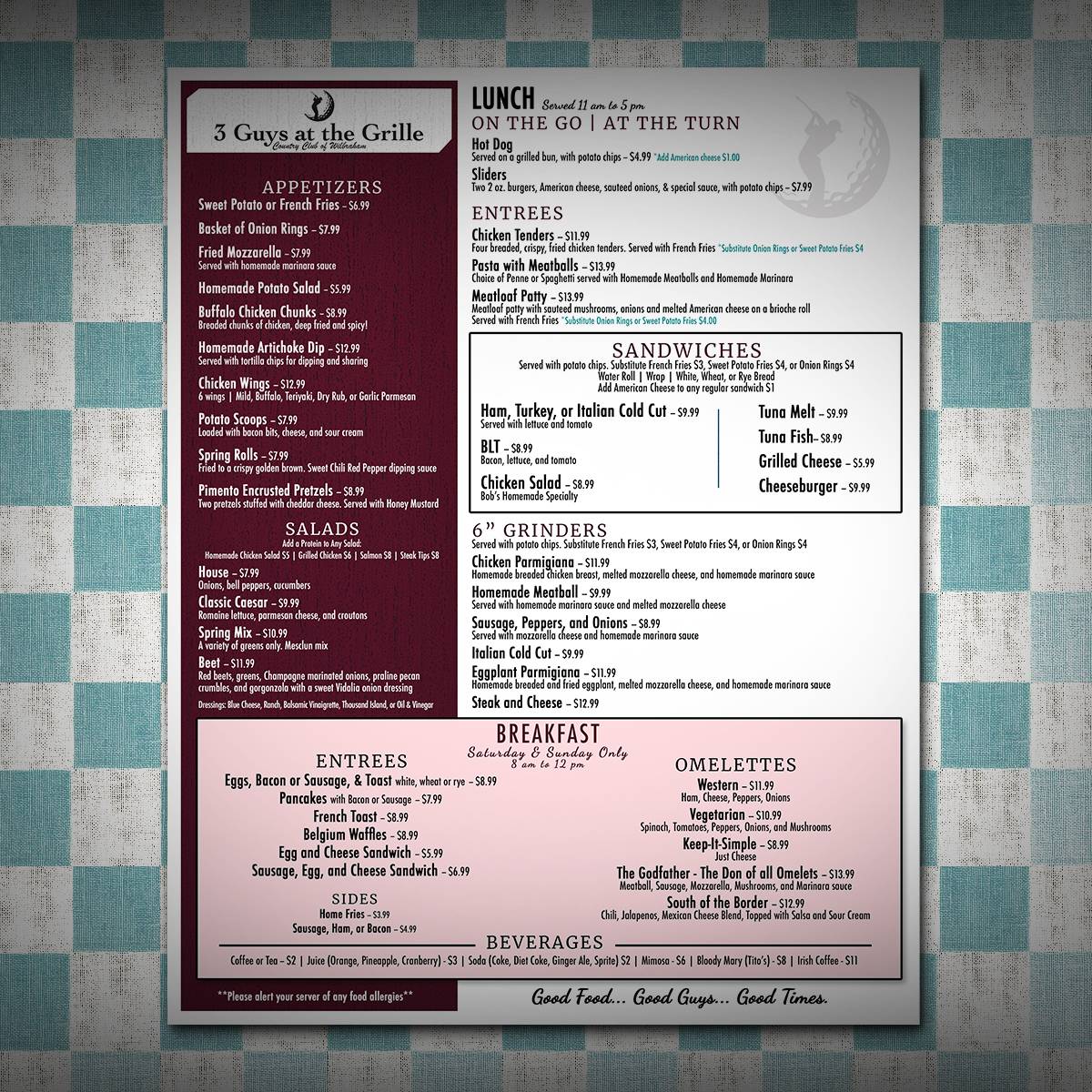 Menu at The Grille pub & bar, Wilbraham