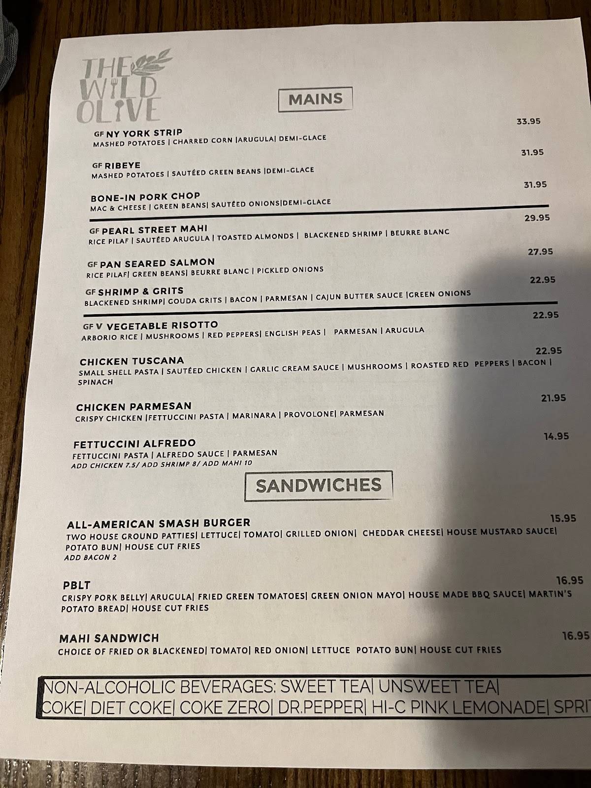 Menu at Wild Olive restaurant, Crestview