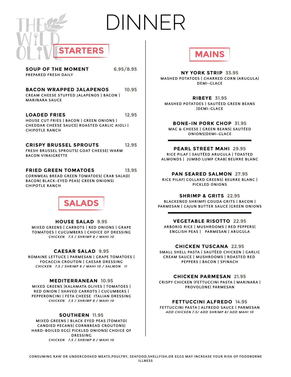 Menu at Wild Olive restaurant, Crestview