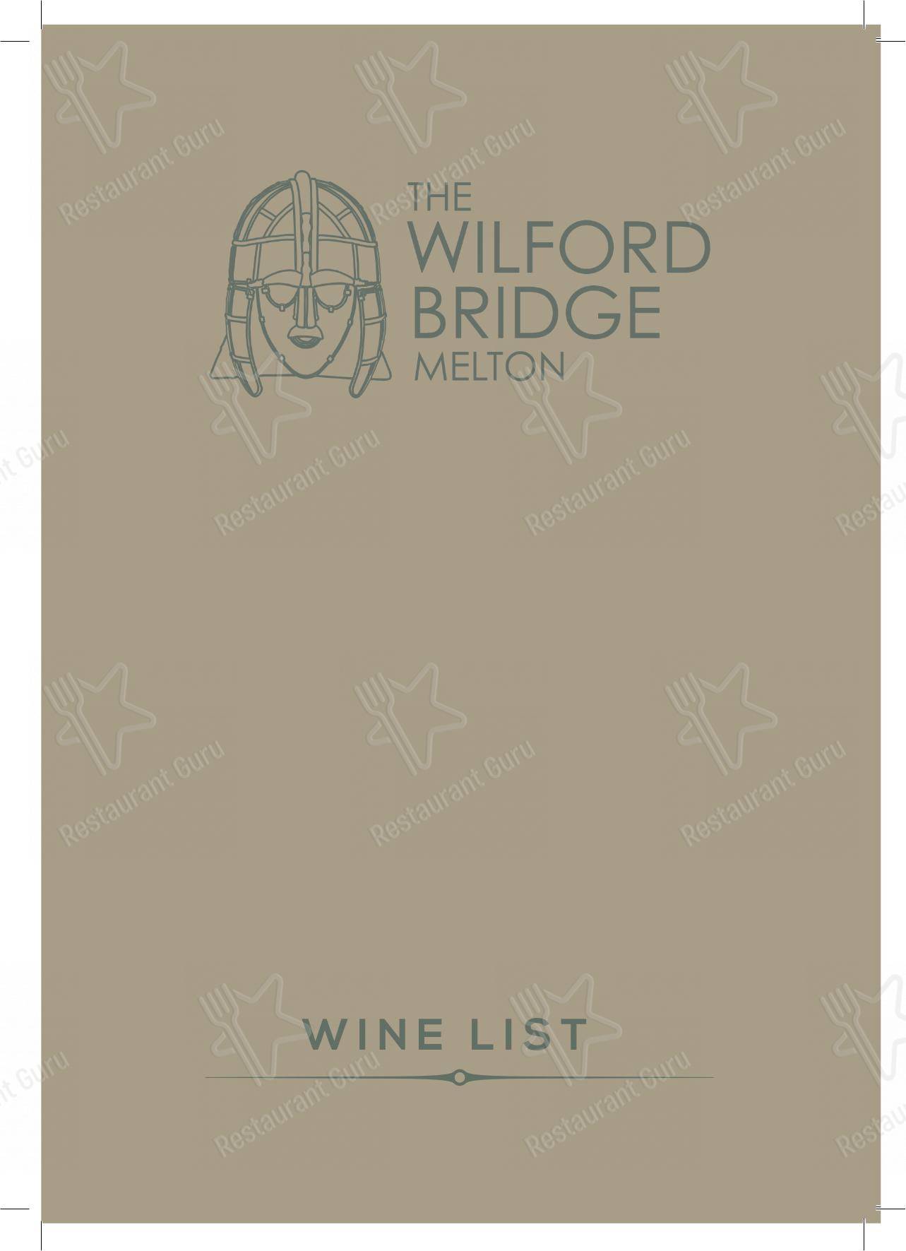 Menu at The Wilford Bridge pub & bar, Woodbridge
