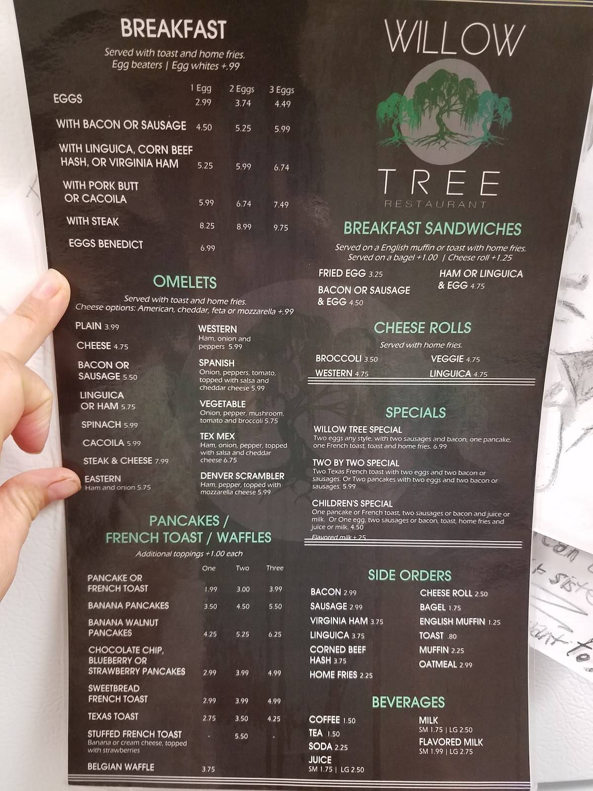 Menu at Willow Tree Restaurant, New Bedford