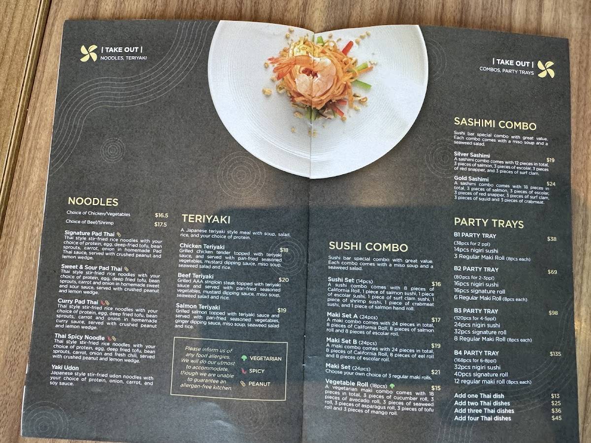 Menu at Wind Japanese & Thai restaurant, Niagara Falls